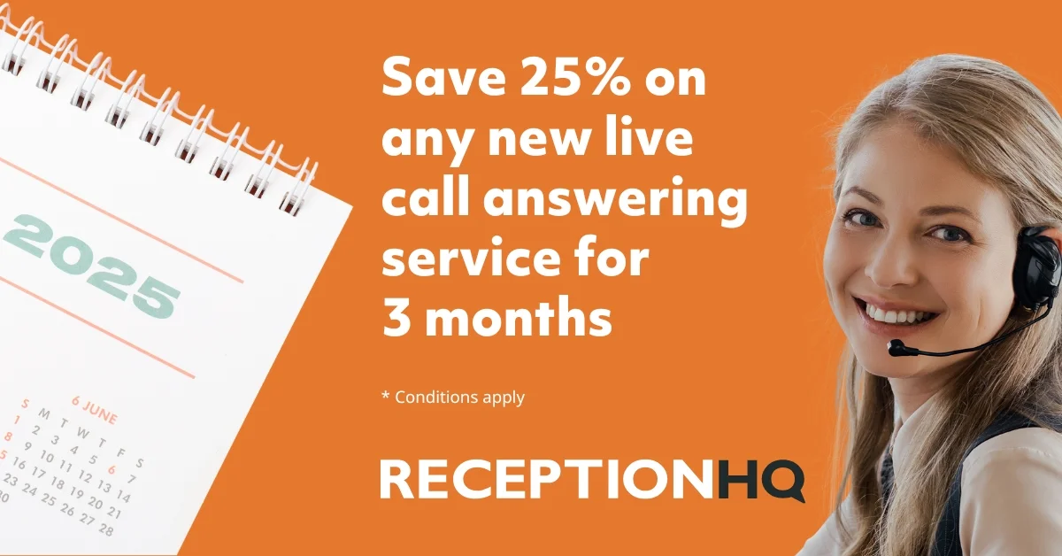 Start 2025 With 25% Off Live Call Answering | ReceptionHQ